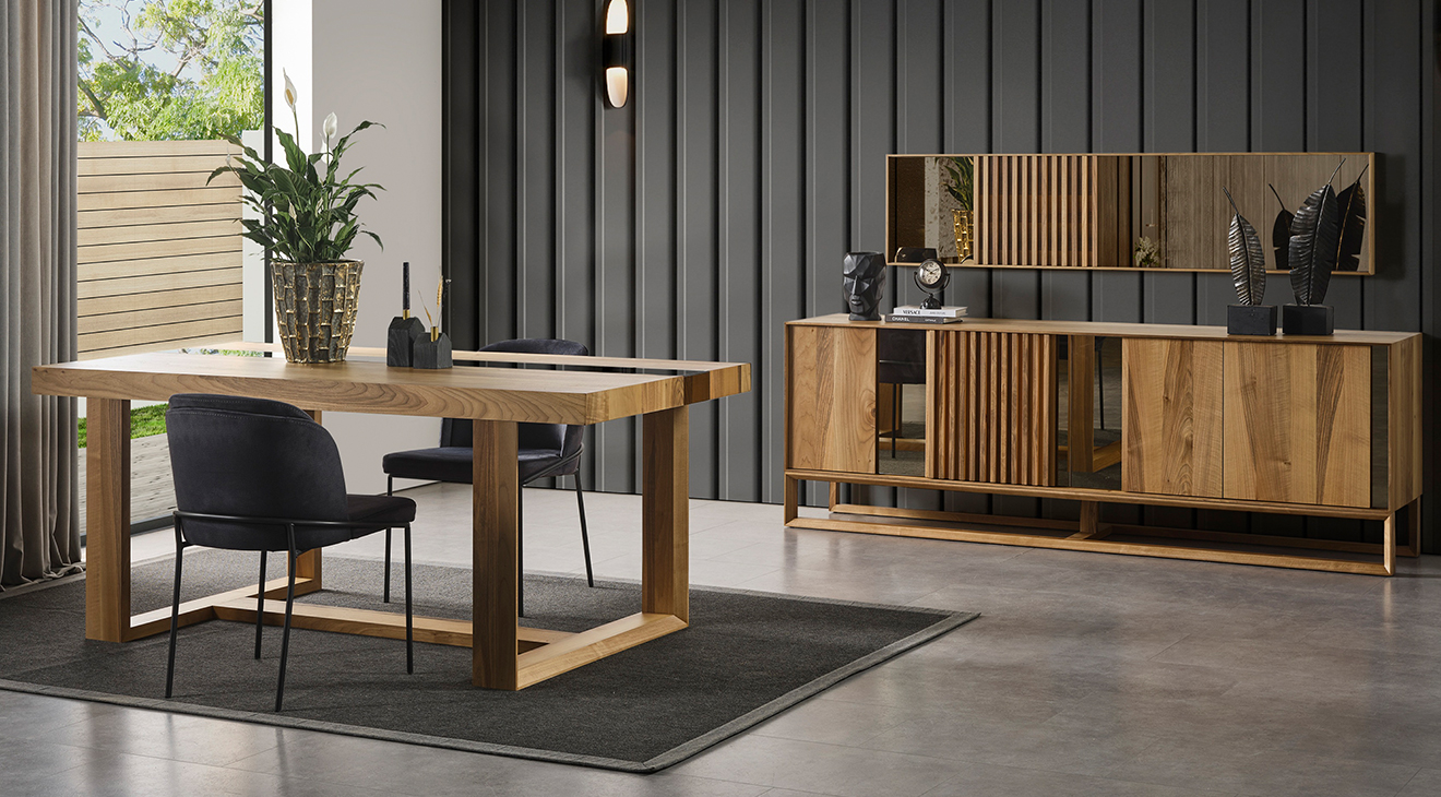 Ritim Ceviz Yemek Odası Takımı | Mobilyamevime | Mobilyamevime